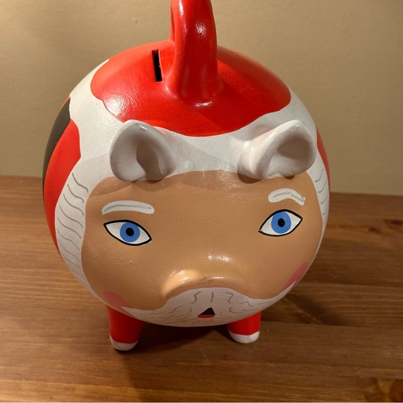 Holiday | Folk Art Pottery Santa Piggy Bank Hand Painted Made In Mexico ...